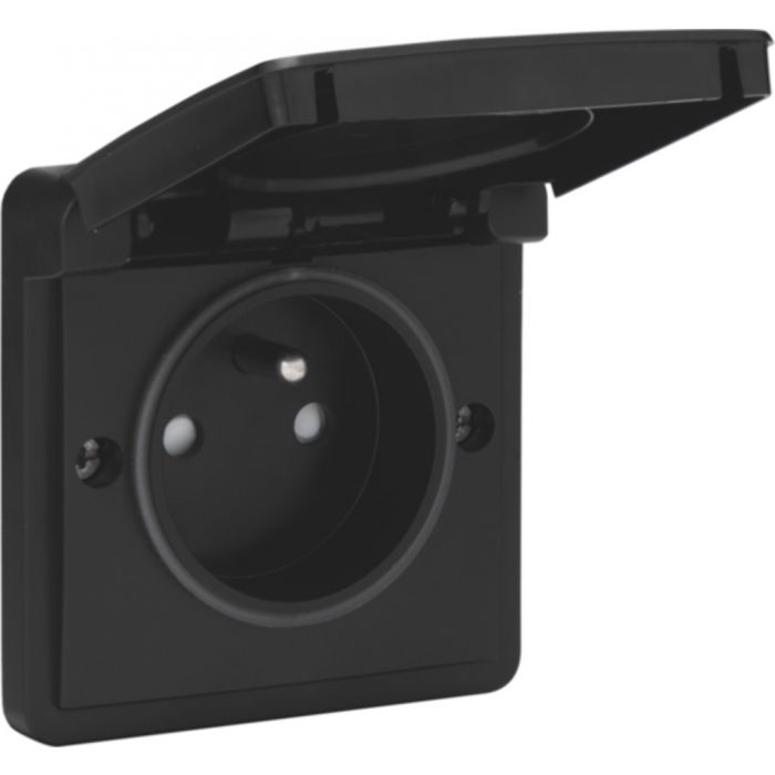 Niko Hydro stopcontact met aarding zwart schroefklemmen - 761-36600 | Solyd