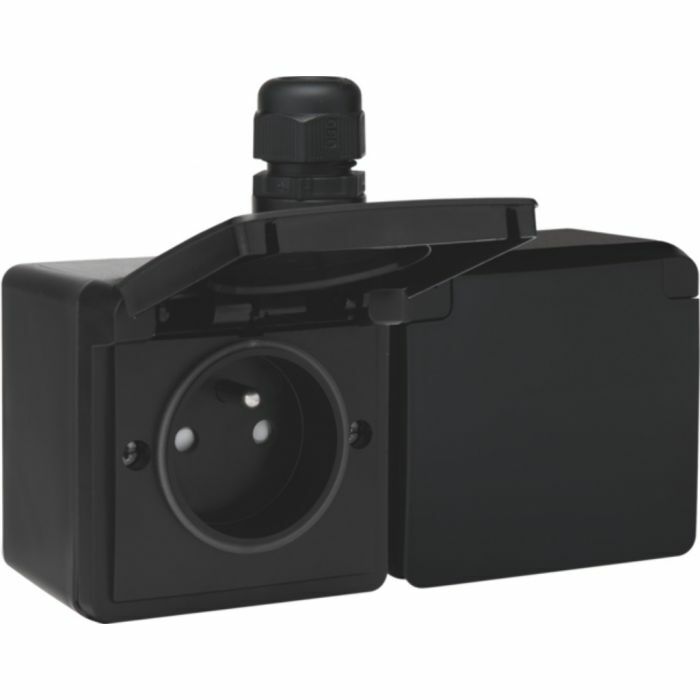 Niko Hydro dubbel stopcontact met aarding zwart schroefklemmen - 761 ...