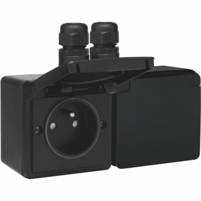 Niko - Prise double horizontale 16A 2 entrées top HY55+ noir - 761 ...